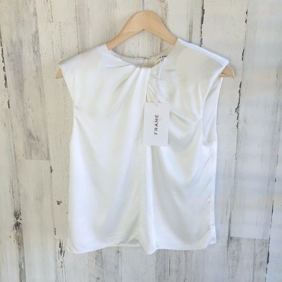 Frame Denim | Tops | Nwt Frame Silk Twist Front Top Offwhite Satin ...
